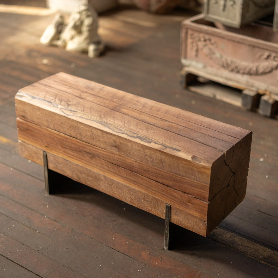 Walnut Wood Knife Beam Bench | Reclaimed Solid Wood Bench – Alabama Sawyer