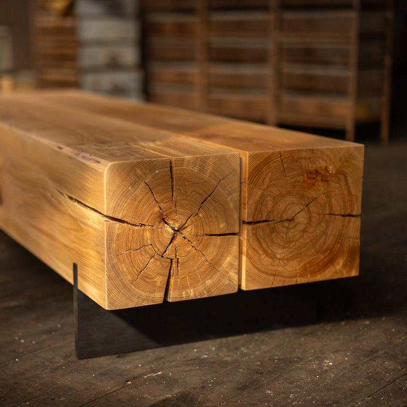 Beech Wood Knife Beam Bench | Reclaimed Solid Wood Bench – Alabama Sawyer