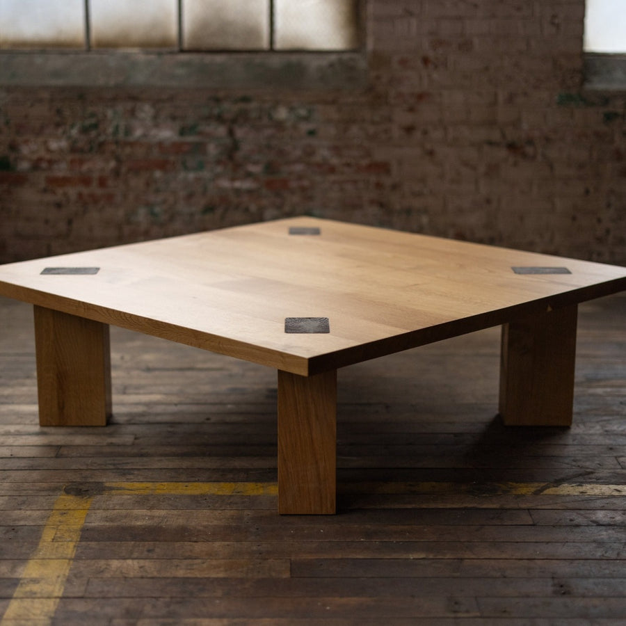 Winston Coffee Table | Square Wood Coffee Table with Bronze Details ...